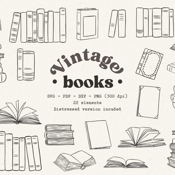 Book Stack Line Art - Etsy