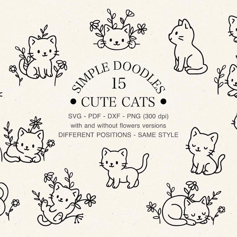 Cat Line Art Pack - Etsy UK