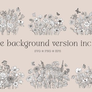 Wild Flowers Svg Bundle Daisy Svg Wildflower Png Floral Border Clipart ...