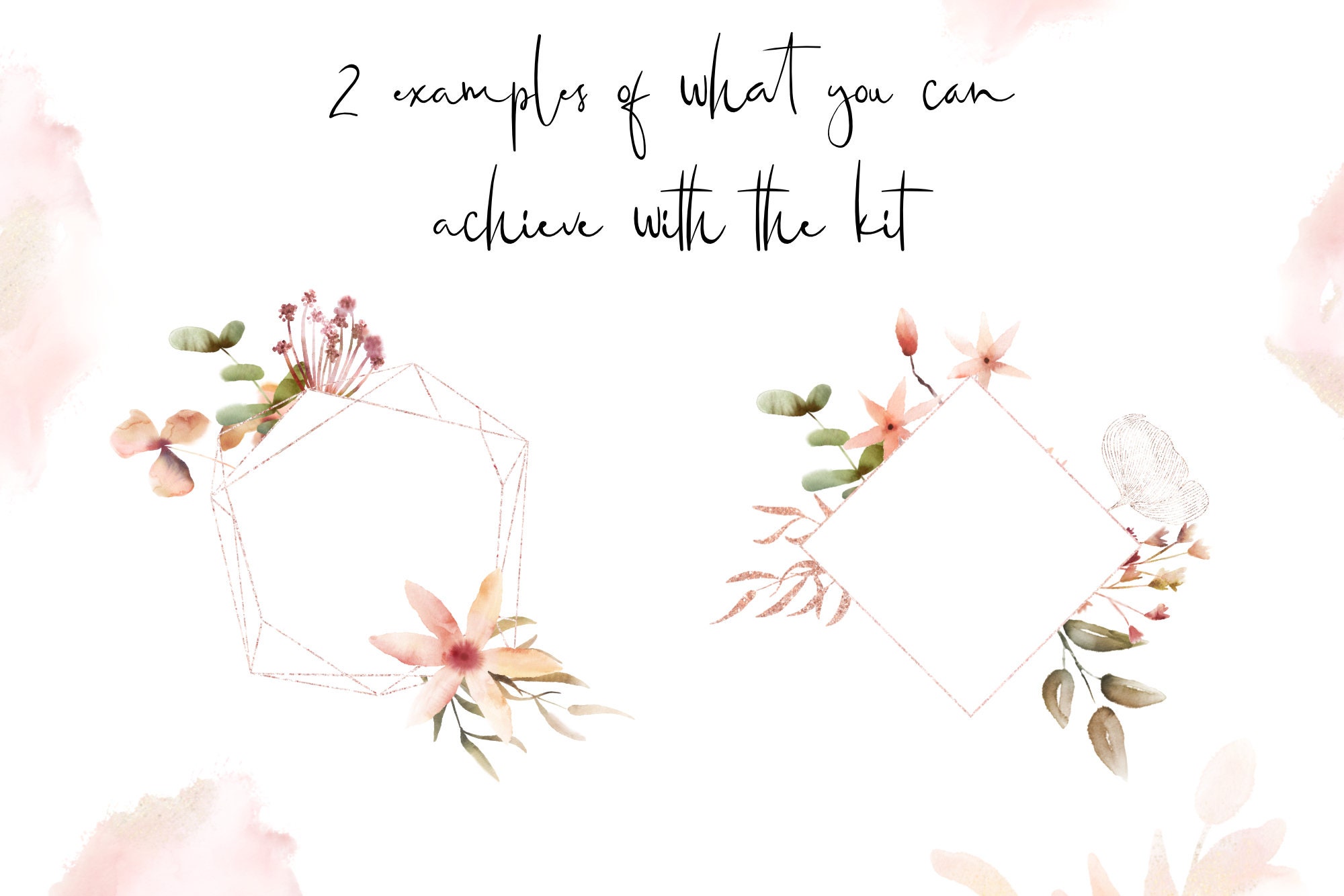 Pink Watercolor Flowers SVG Glitter Bright Floral Watercolour - Etsy