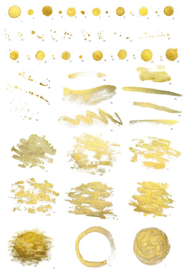 High Quality Hand-painted Golden Watercolor Splashes, Gold Spots ...