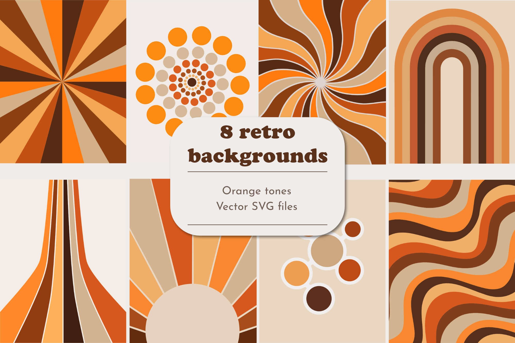 70s Vector Digital Paper Set Groovy Downloadable Background Svg ...