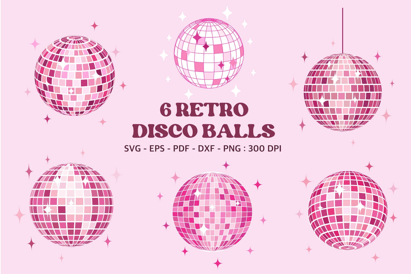 Pink Disco Ball Svg Cute Disco Balls Png Groovy Clipart Mirrorball ...