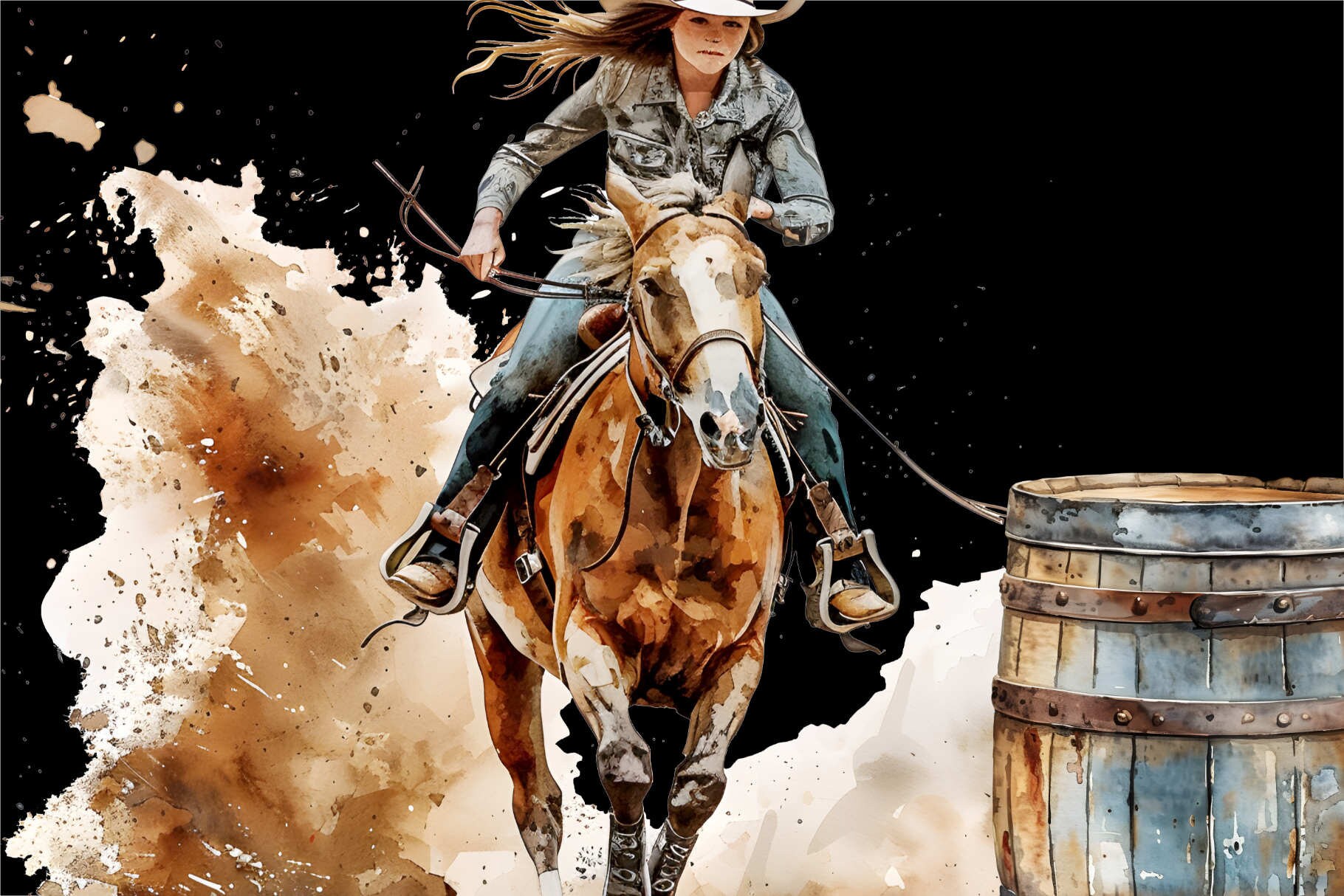 Barrel Racing Png Watercolor Cowgirl Clipart Cow Girl Barrel Racer ...