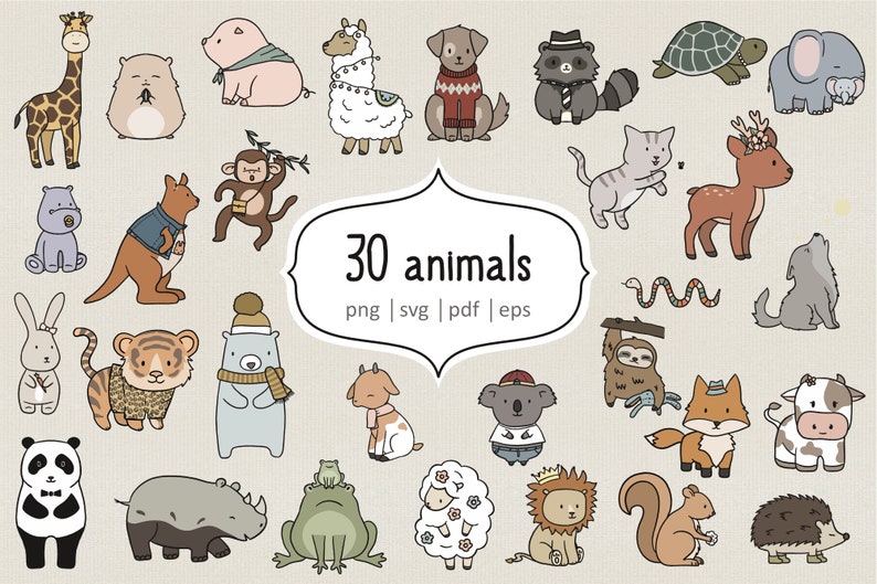 30 Cute Animal Svg Bundle Cow Svg Turtle Svg Sloth Svg Frog - Etsy