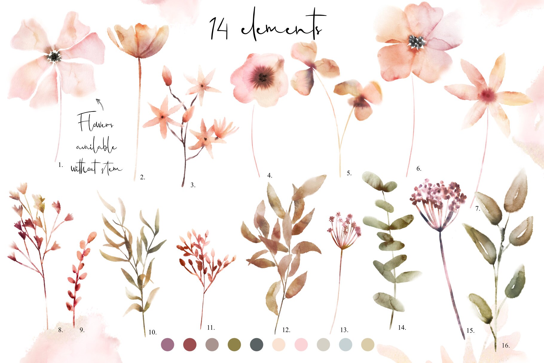 Pink Watercolor Flowers SVG Glitter Bright Floral Watercolour - Etsy