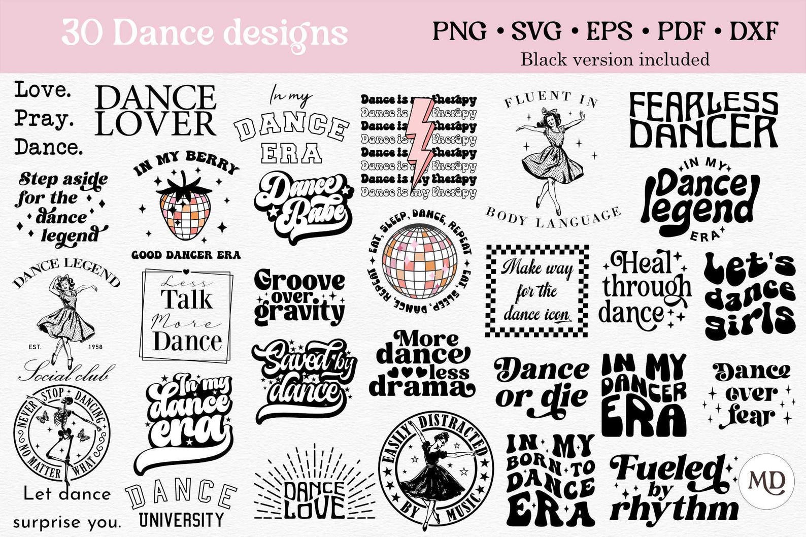 Retro Dance SVG Bundle: "in My Dance Era" Clipart (png, Eps, Pdf, Dxf ...