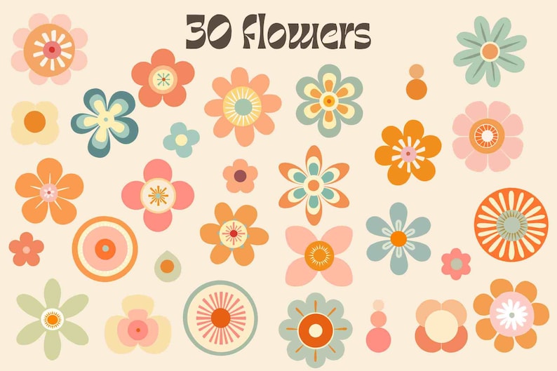 Retro Daisies Svg Vector Vintage Daisy Svg Bundle Hippie Svg Floral 70s ...