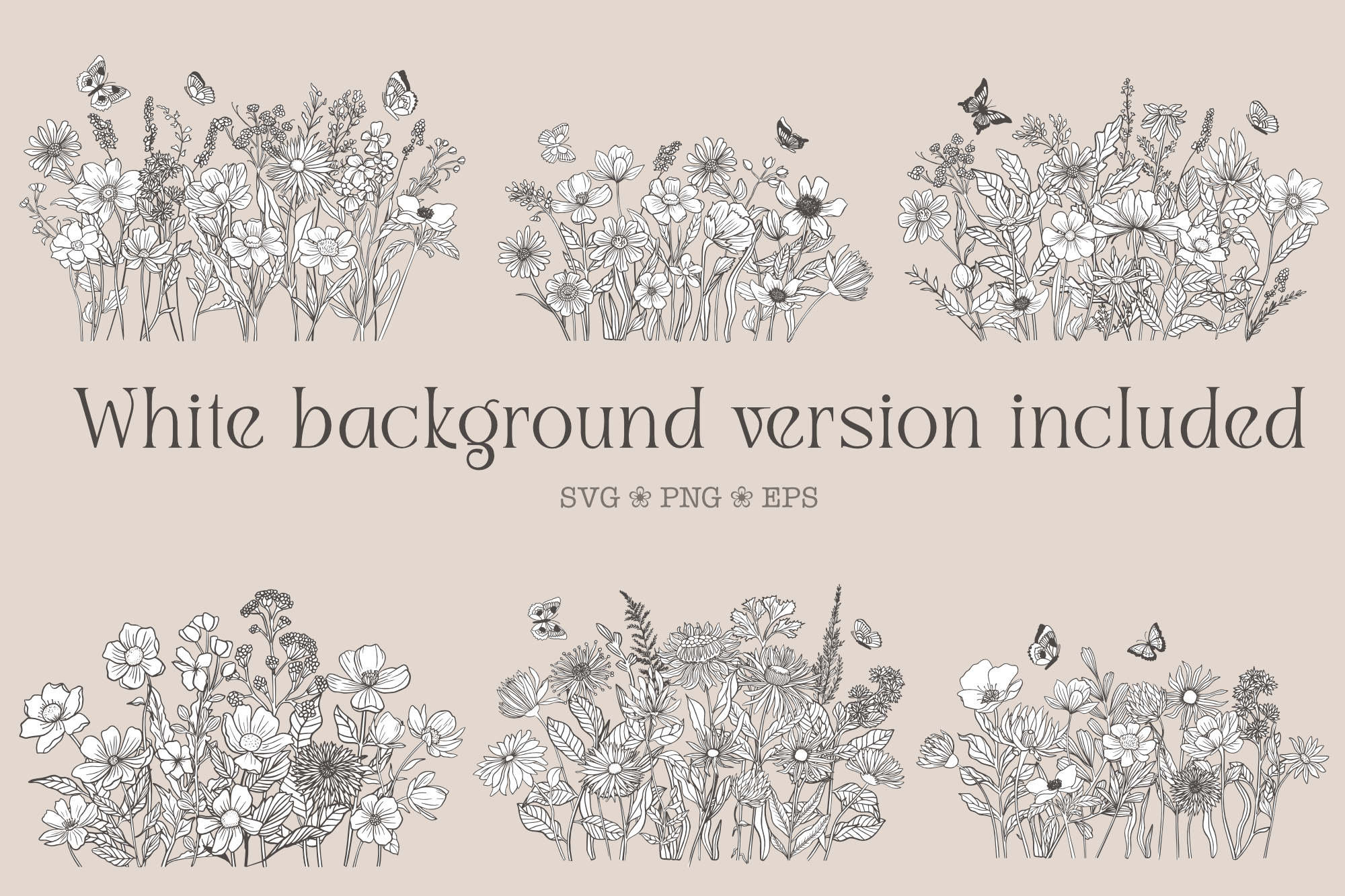 Wildflower Svg Bundle Daisy Svg Wild Flowers Png Floral Border Clipart ...
