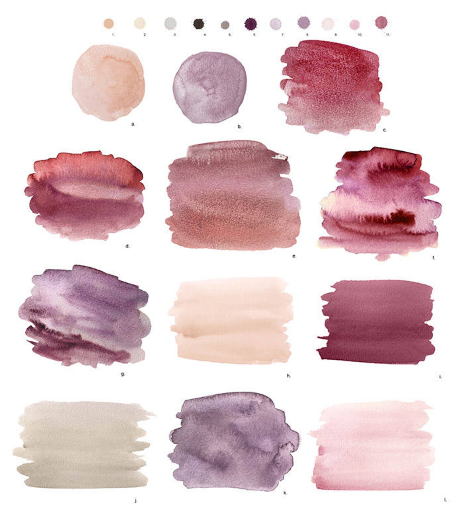 Watercolor Blush Textures: Pink Purple Splashes (PNG Digital Download ...