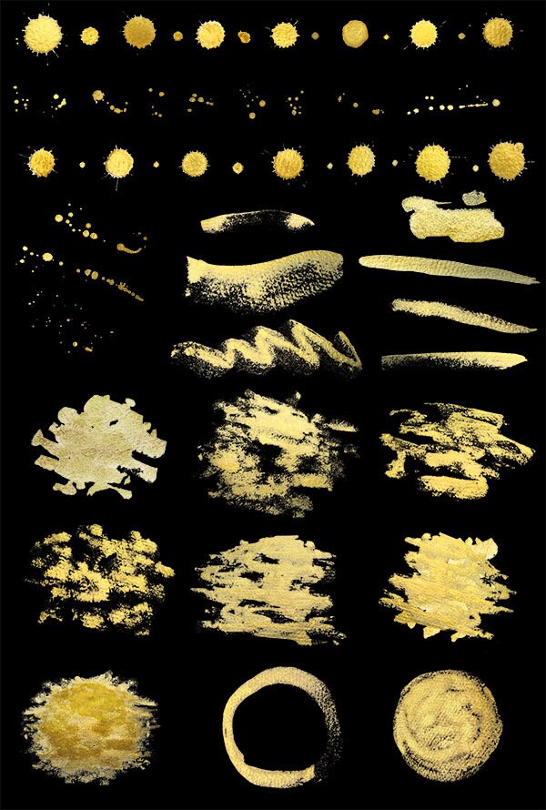 High Quality Hand-painted Golden Watercolor Splashes, Gold Spots ...