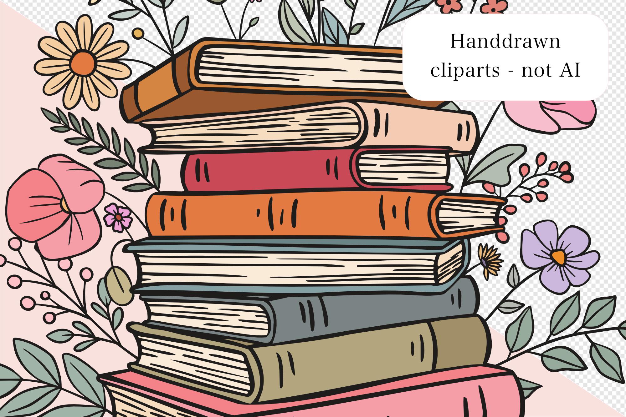 Floral Book Clipart Set, Boho Bookish Line Art (SVG, PNG) - Etsy