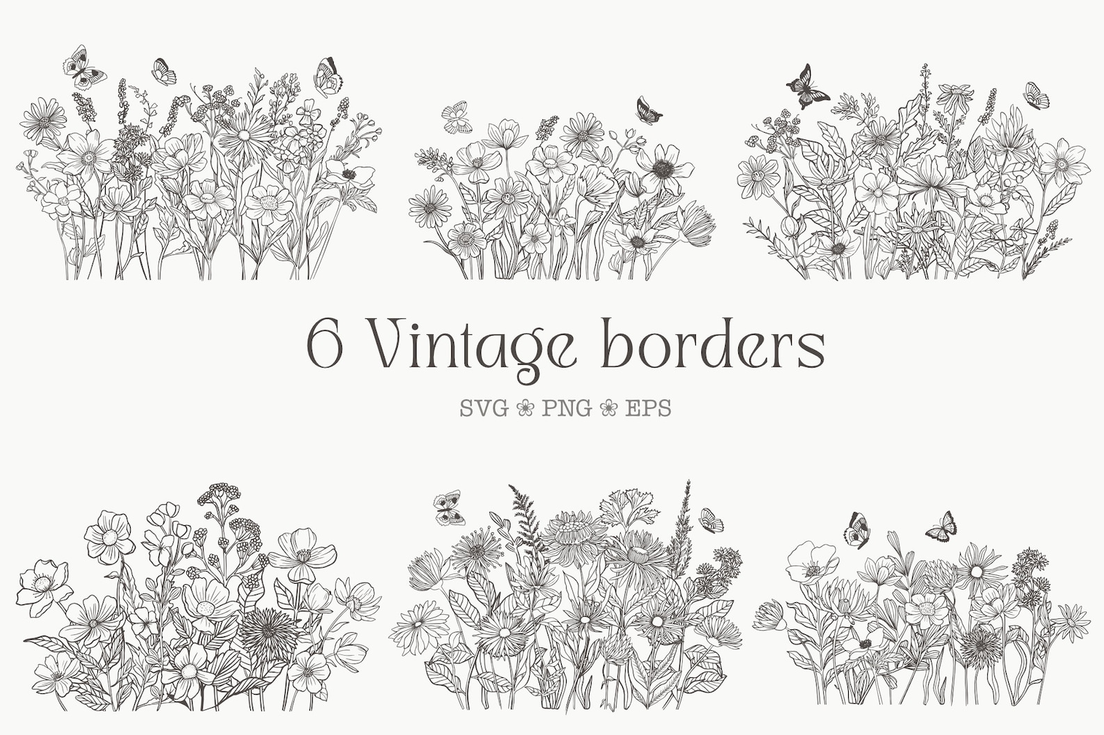 Wildflower Svg Bundle Daisy Svg Wild Flowers Png Floral Border Clipart ...