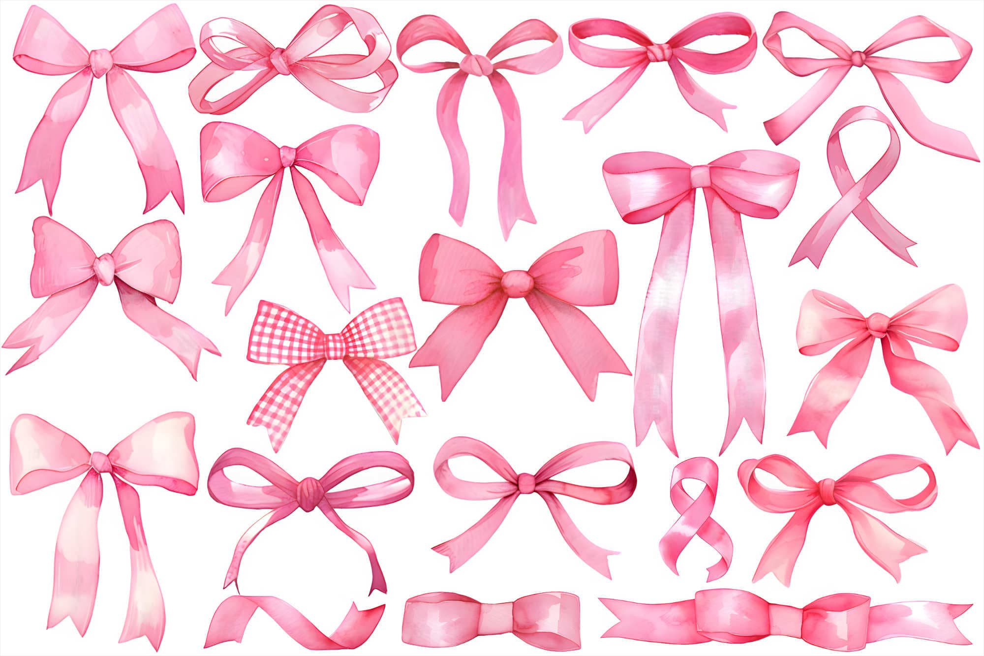 Watercolor Cute Coquette Bows Png Pink Ribbon Cliparts Romantic Bows ...