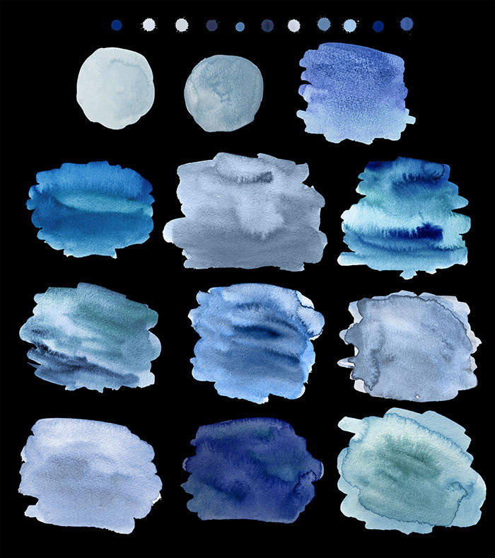 Watercolor Splatter Clipart Blue Paint Splashes Spots Seamless Pattern ...