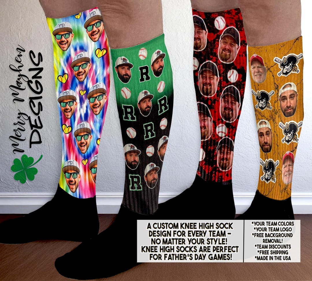 Personalized Face Socks: I Love Dad, #1 Dad Custom Knee-high Baseball ...