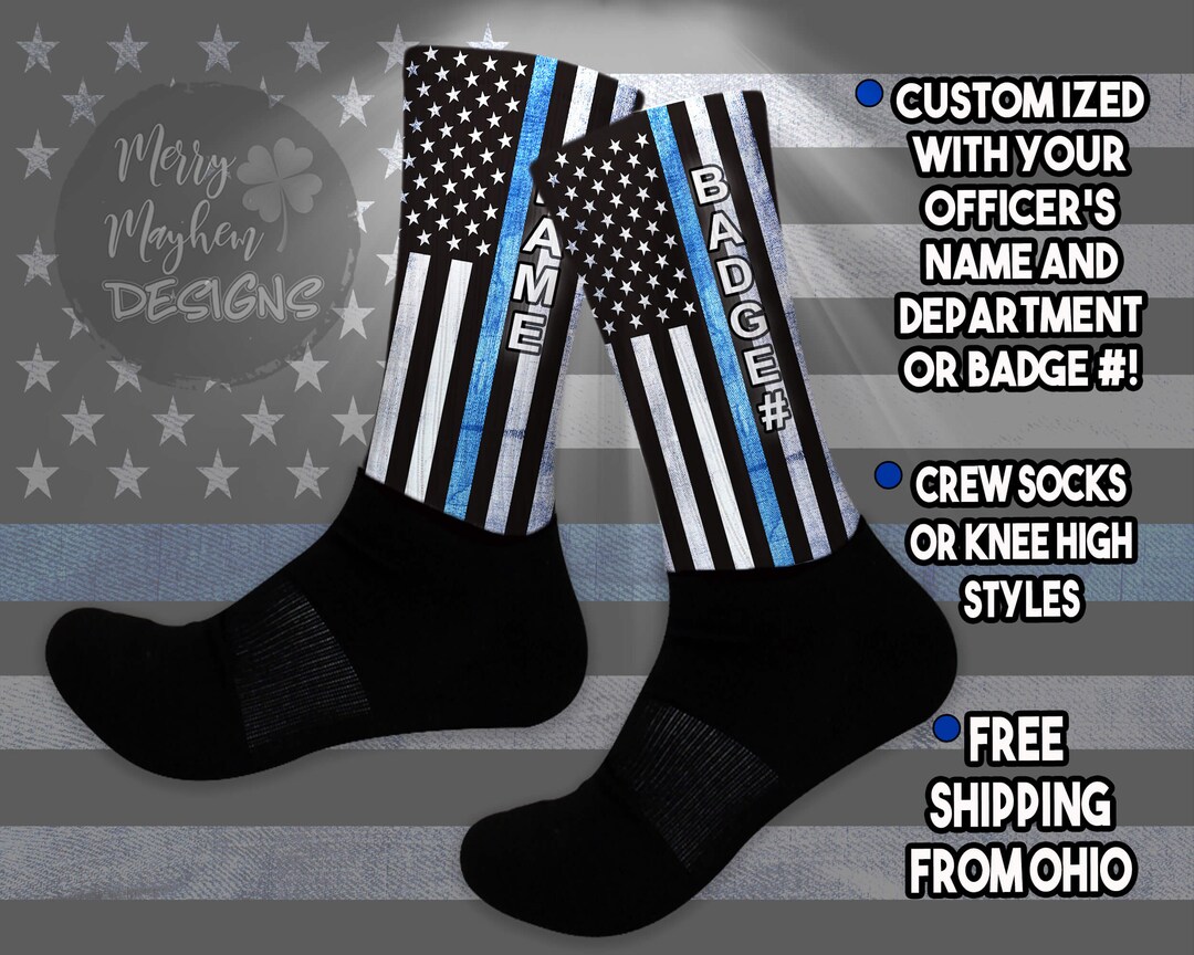 Police Groomsmen Gifts, Police Officer Socks, Personalized Knee High ...