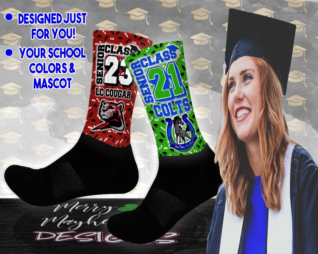 Custom Graduation Socks, Personalized Graduation Socks, Class of 2024 ...
