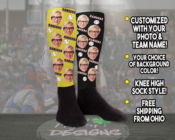 Custom Knee High Socks With Face Personalized Baseball Knee - Etsy