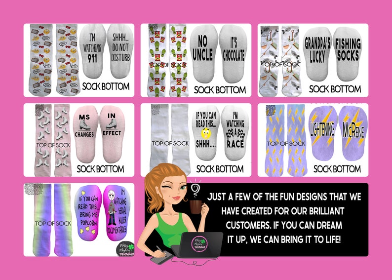 PERSONALIZE YOUR SOCKS With Custom Text or Sayings! Personalized Text ...