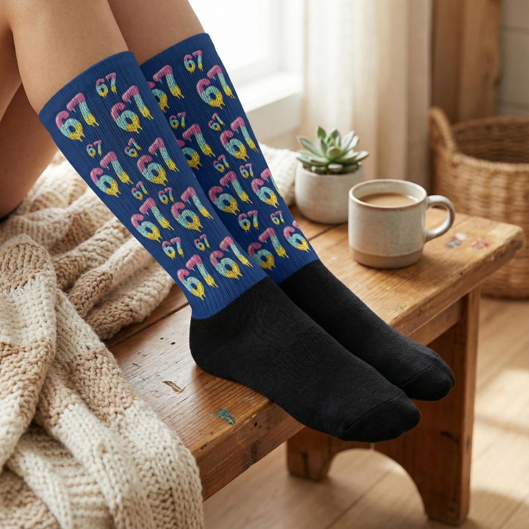 Ice Cream Drip "six Seven" Knee High Socks – Trendy 6 7 Youth Gift, Fun ...