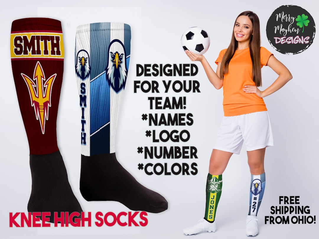 Football Knee Socks, Custom Softball Socks, Baseball Team Socks, Knee ...