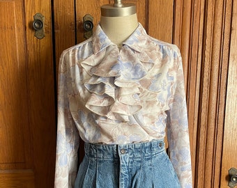 70s Ruffle Blouse | Etsy