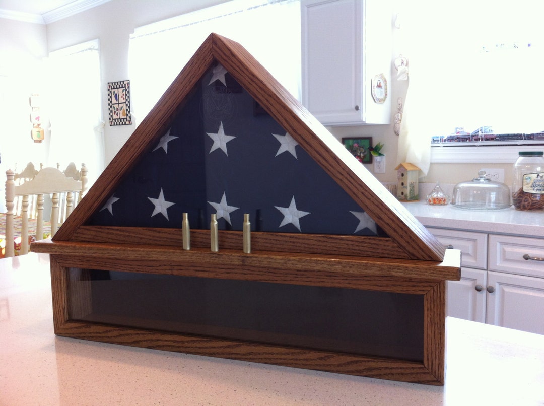 Memorial Flag Display Case With Shell Casing Holes and Medals Section ...