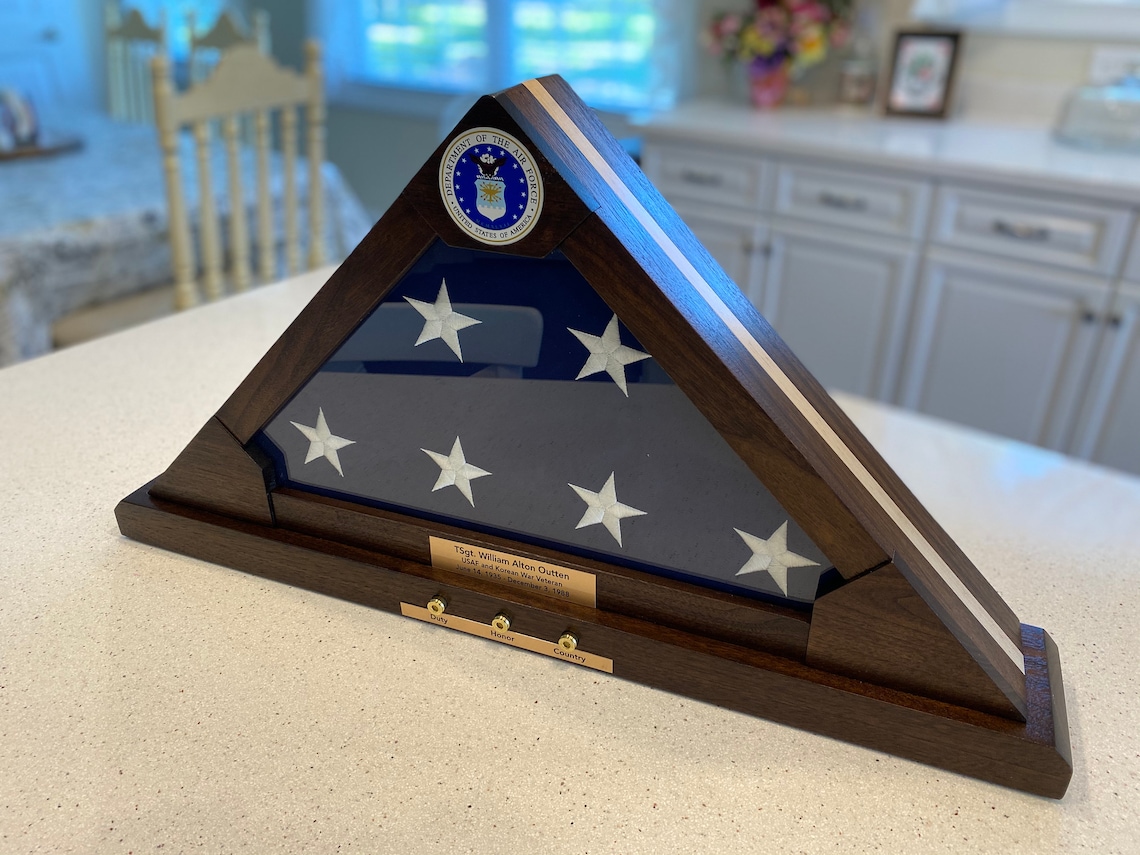 Flag Display Case With Embedded Shell Casings Maple Inlay | Etsy