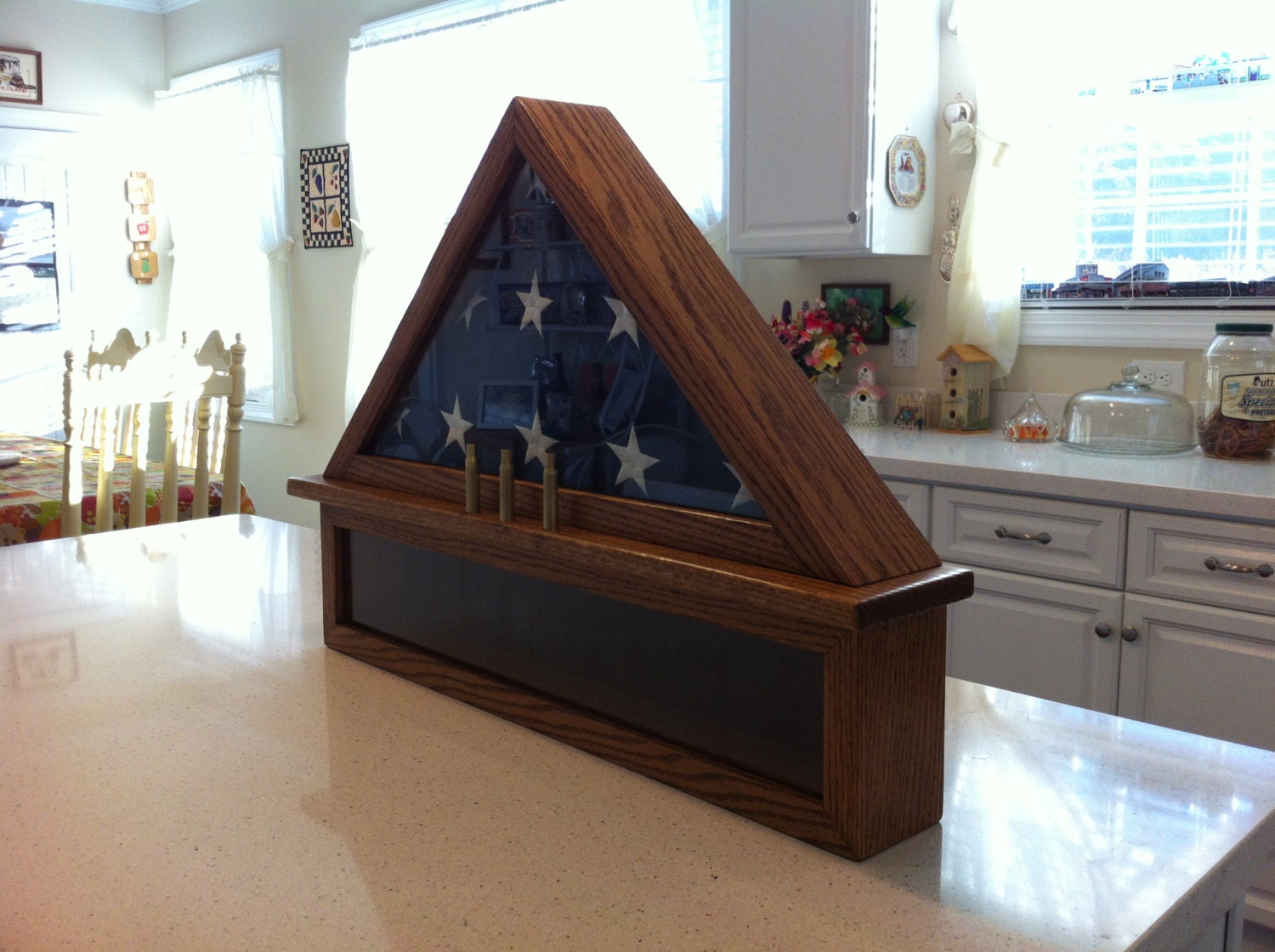 Memorial Flag Display Case With Shell Casing Holes and Medals Section ...