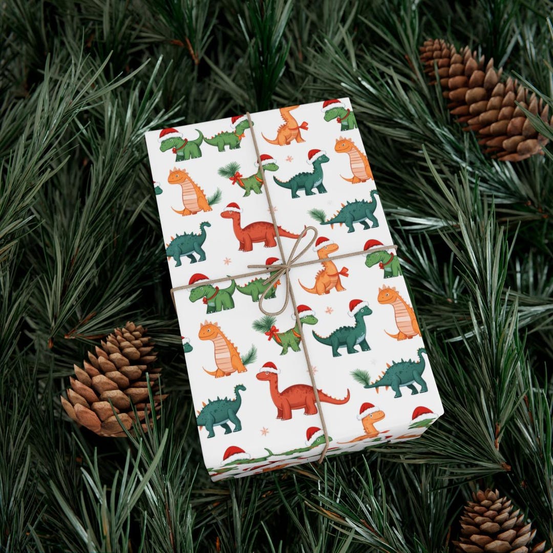 Santa Dinosaurs Gift Wrap Papers - Etsy