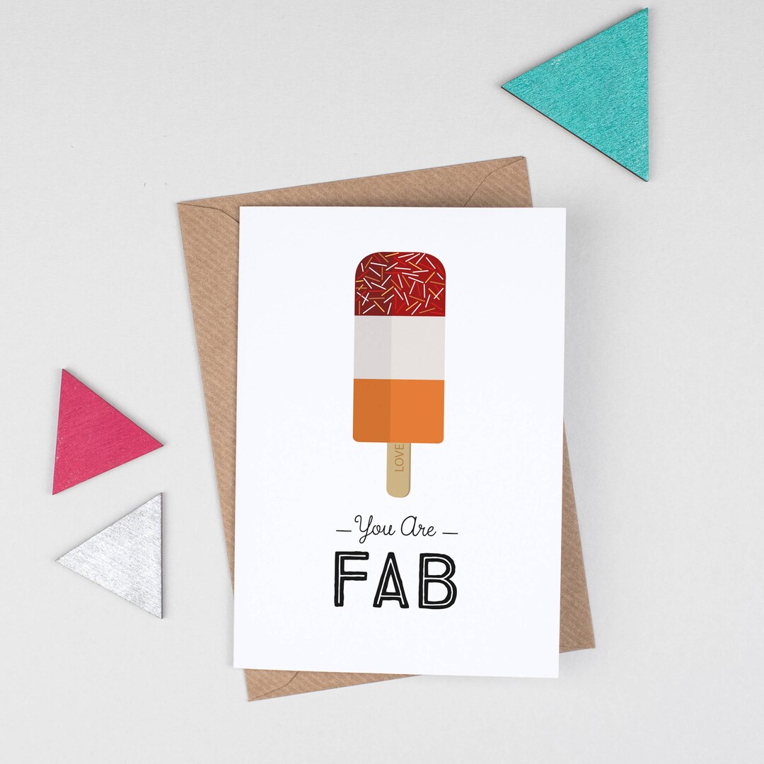 Retro Lollipop Valentines Card: 'you Are Fab' Food Pun - Etsy