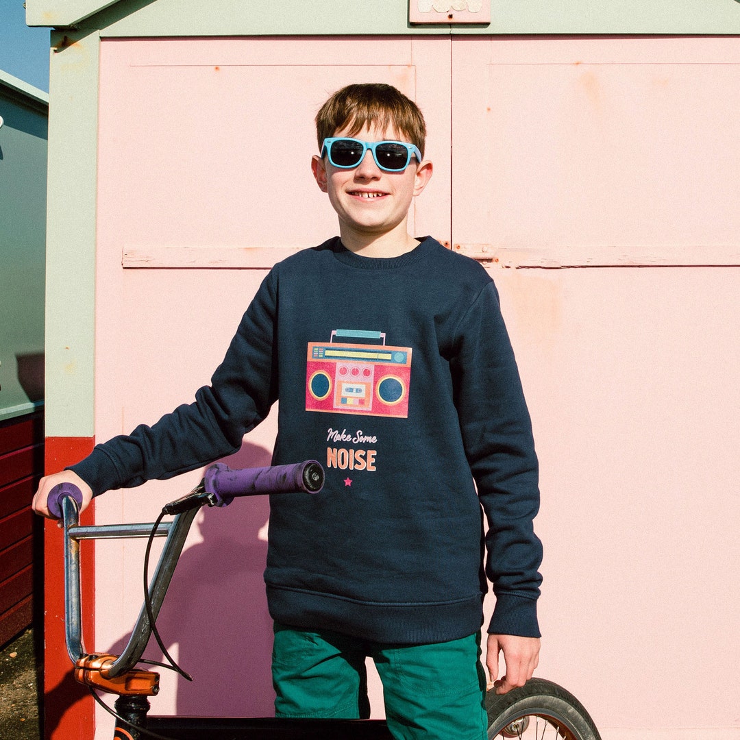 Boombox Kids Jumper, Ghetto Blaster Hip Hop Organic Cotton Eco Sweater ...