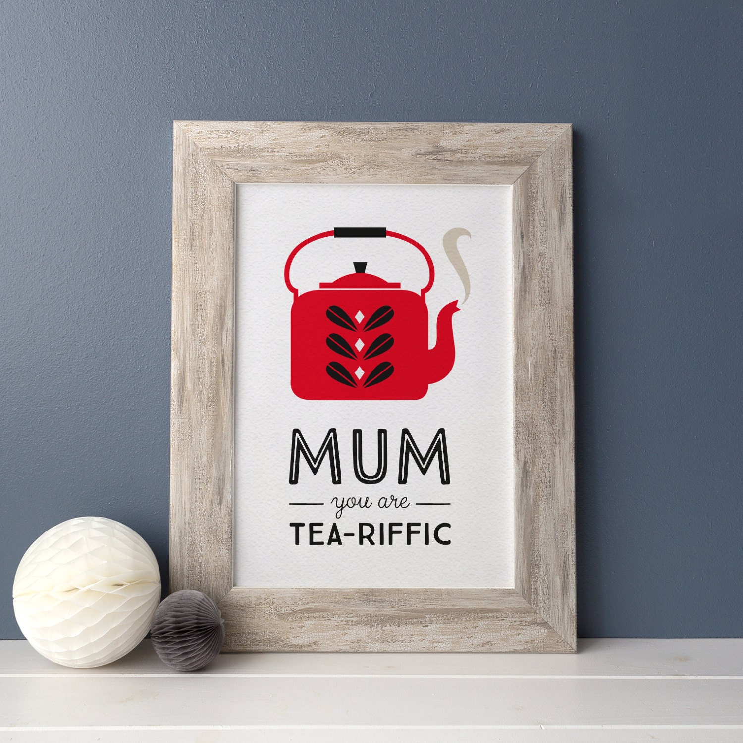Mum Tea Print Red Retro Kettle Poster Scandinavian Design - Etsy UK