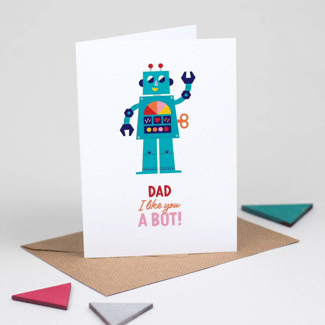Robot Father's Day Card, Funny Card for Dad From Son or Daughter, - Etsy