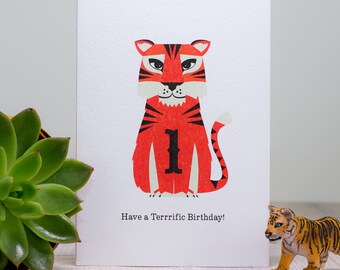 Children & Tiger Birthday Card - Etsy