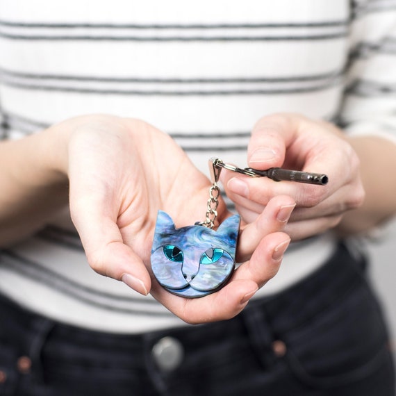 Acrylic Cat Keyring Gift - Etsy UK