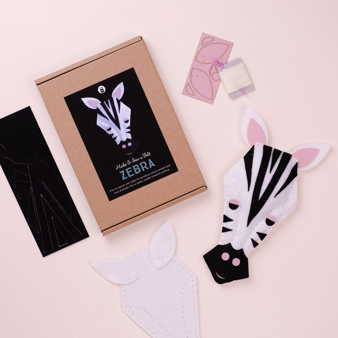Zebra Sewing DIY Kit, Craft Activity for Children, Felt Stitching Set ...