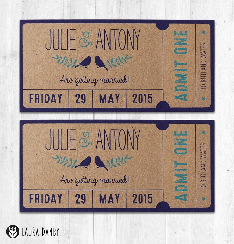 Personalised Ticket Wedding Invitations Admit One Wedding | Etsy