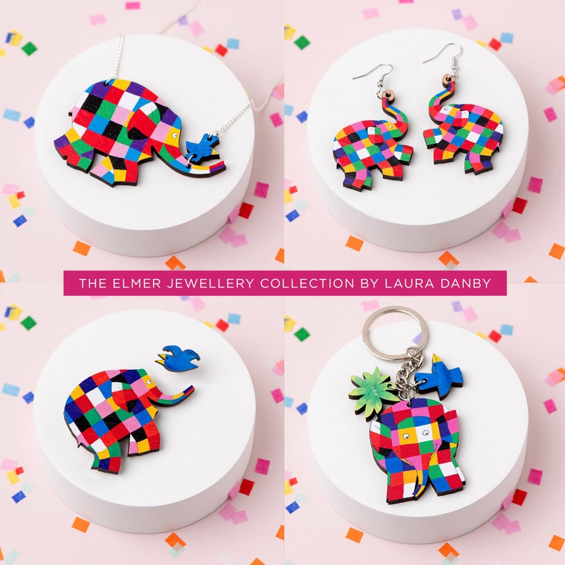Elmer the Elephant Keyring: Cherry Wood Children's Book Character - Etsy
