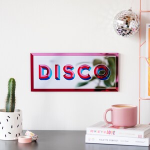 Disco Mirror Wall Art, Kitchen Disco Party Sign, Typographic Music ...