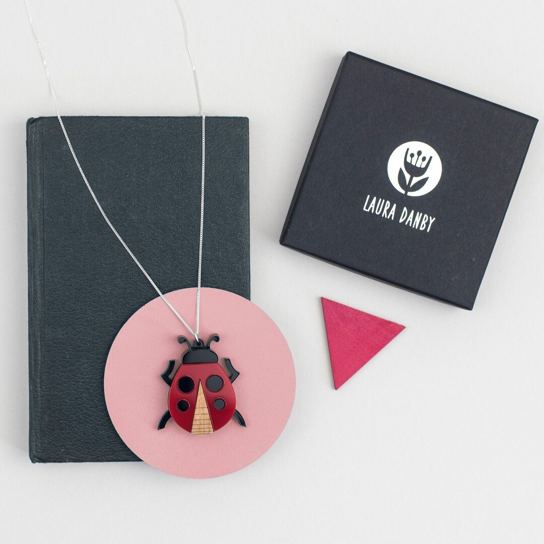 Ladybird Necklace in Acrylic & Wood - Etsy