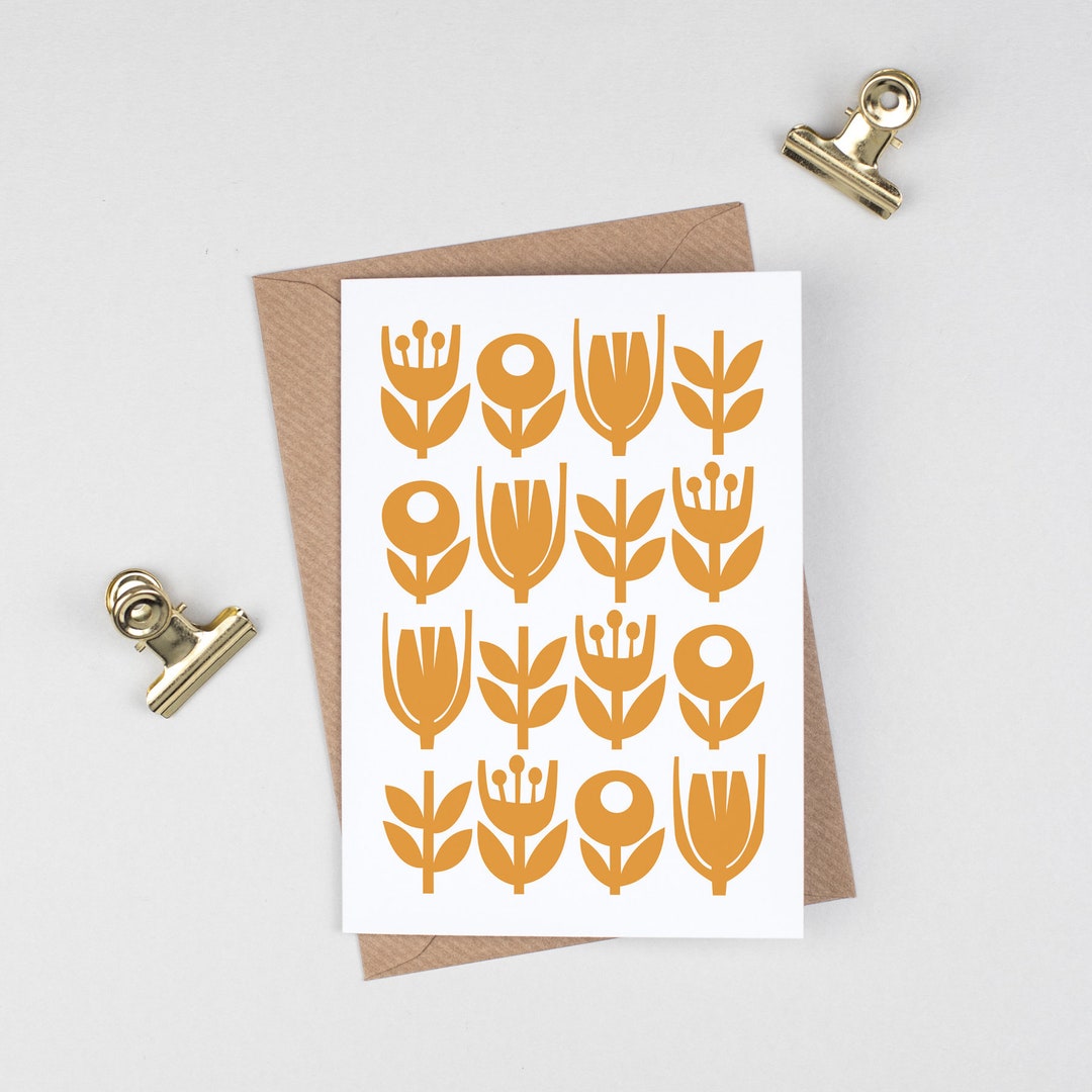 Scandinavian Yellow Flower Card - Etsy