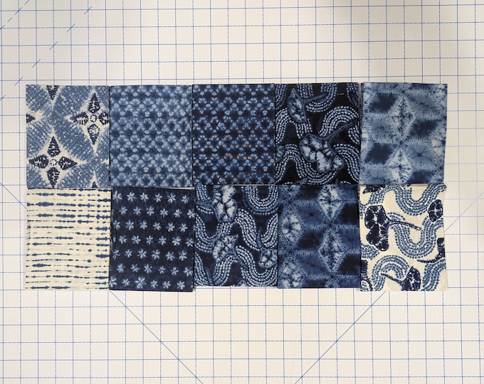 10 Kawa Shibori Print Fat Quarters in Indigo Colourway by Debby Maddy ...