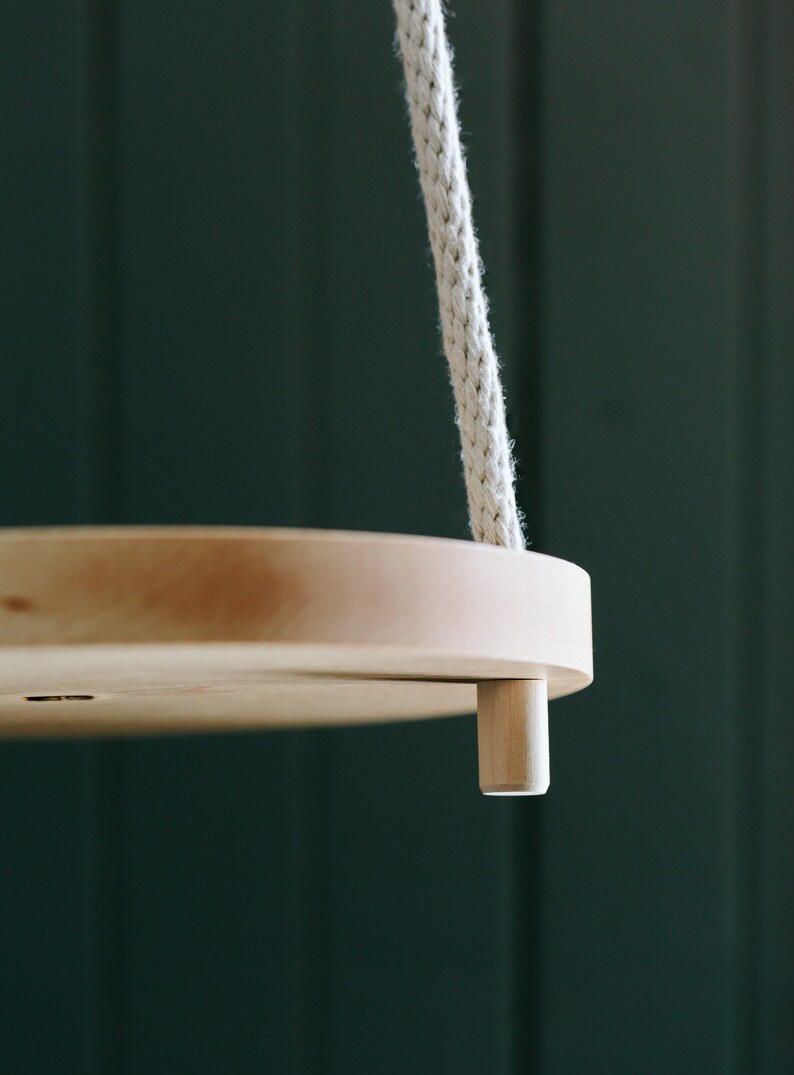 Wood & Cotton Hanging Shelf SOLO 8 Round Floating Shelf - Etsy