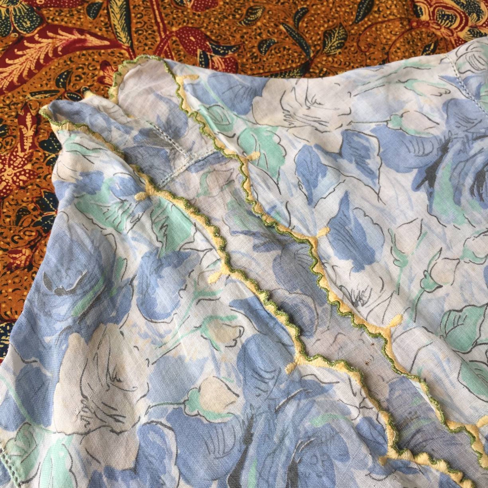 Vintage Light Blue Indonesian Kebaya With Roses Motif 10406069486 - Etsy