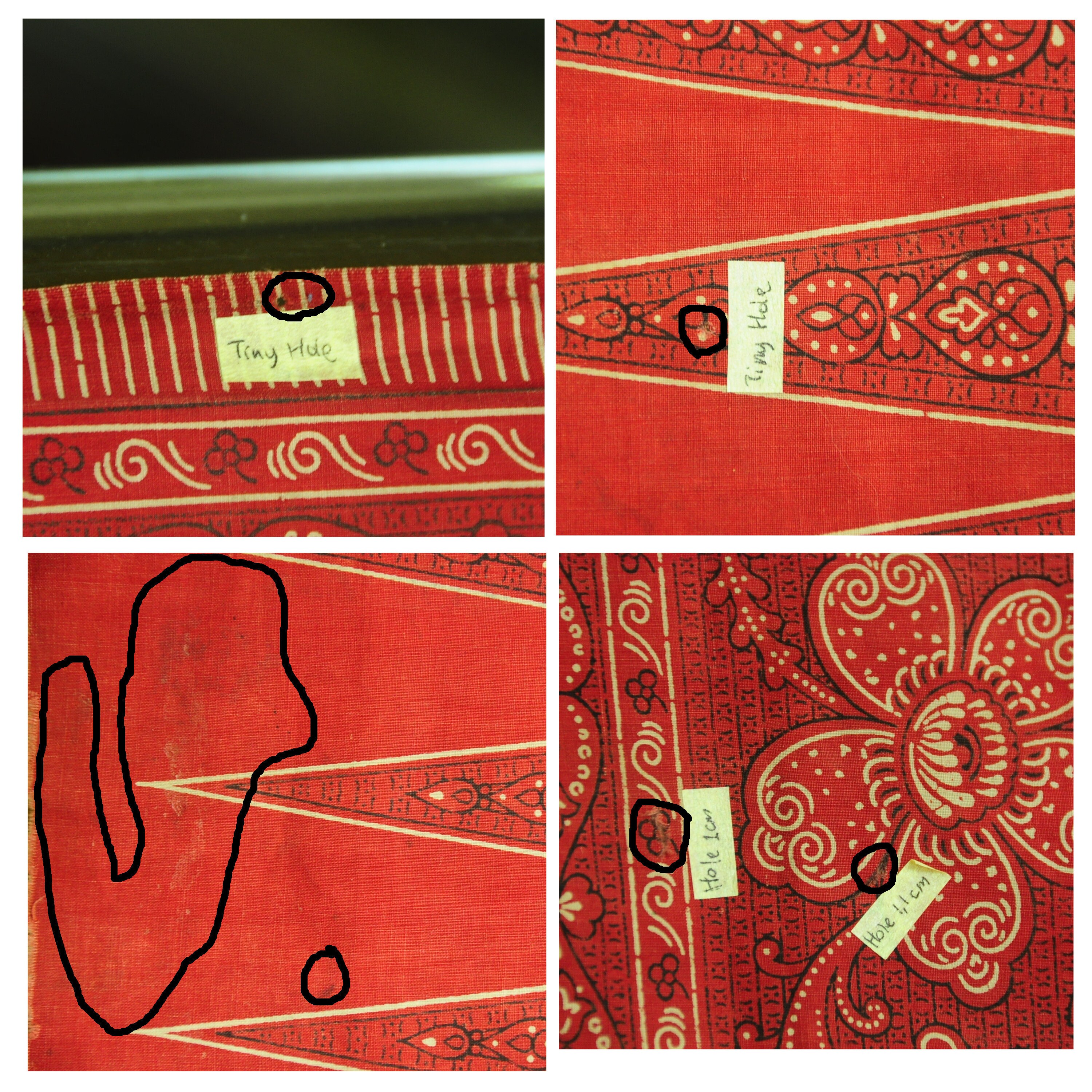 Antique Indonesian Hand Drawn Red Batik Sembagi Kacapiring gardenia ...