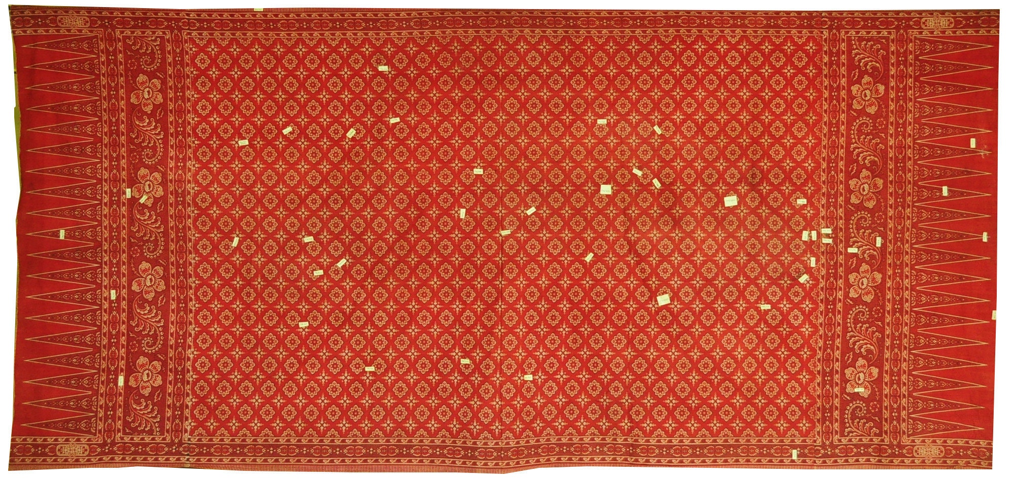 Antique Indonesian Hand Drawn Red Batik Sembagi Kacapiring gardenia ...