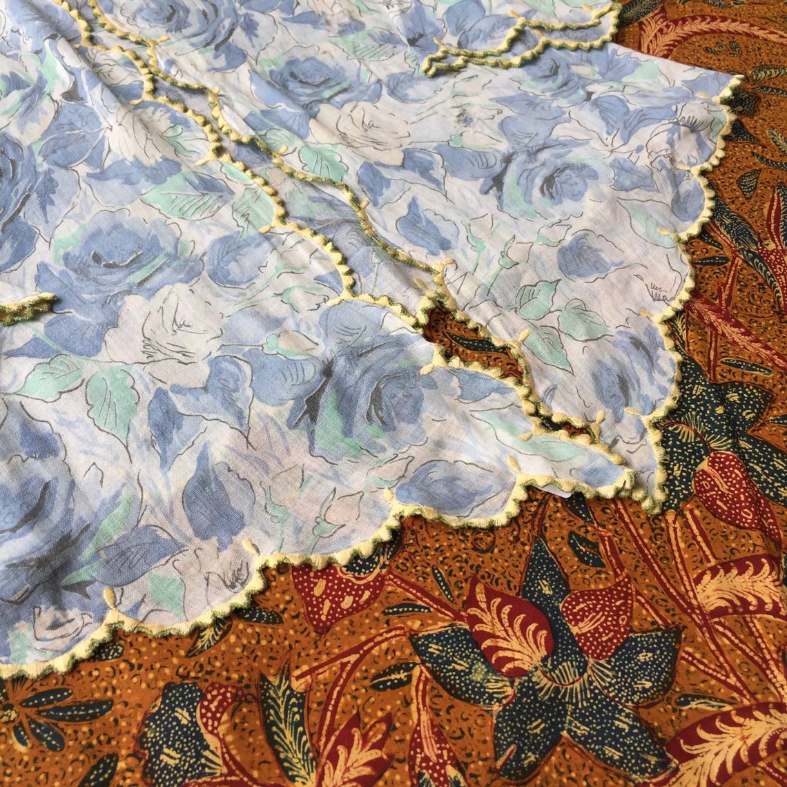 Vintage Light Blue Indonesian Kebaya With Roses Motif 10406069486 - Etsy