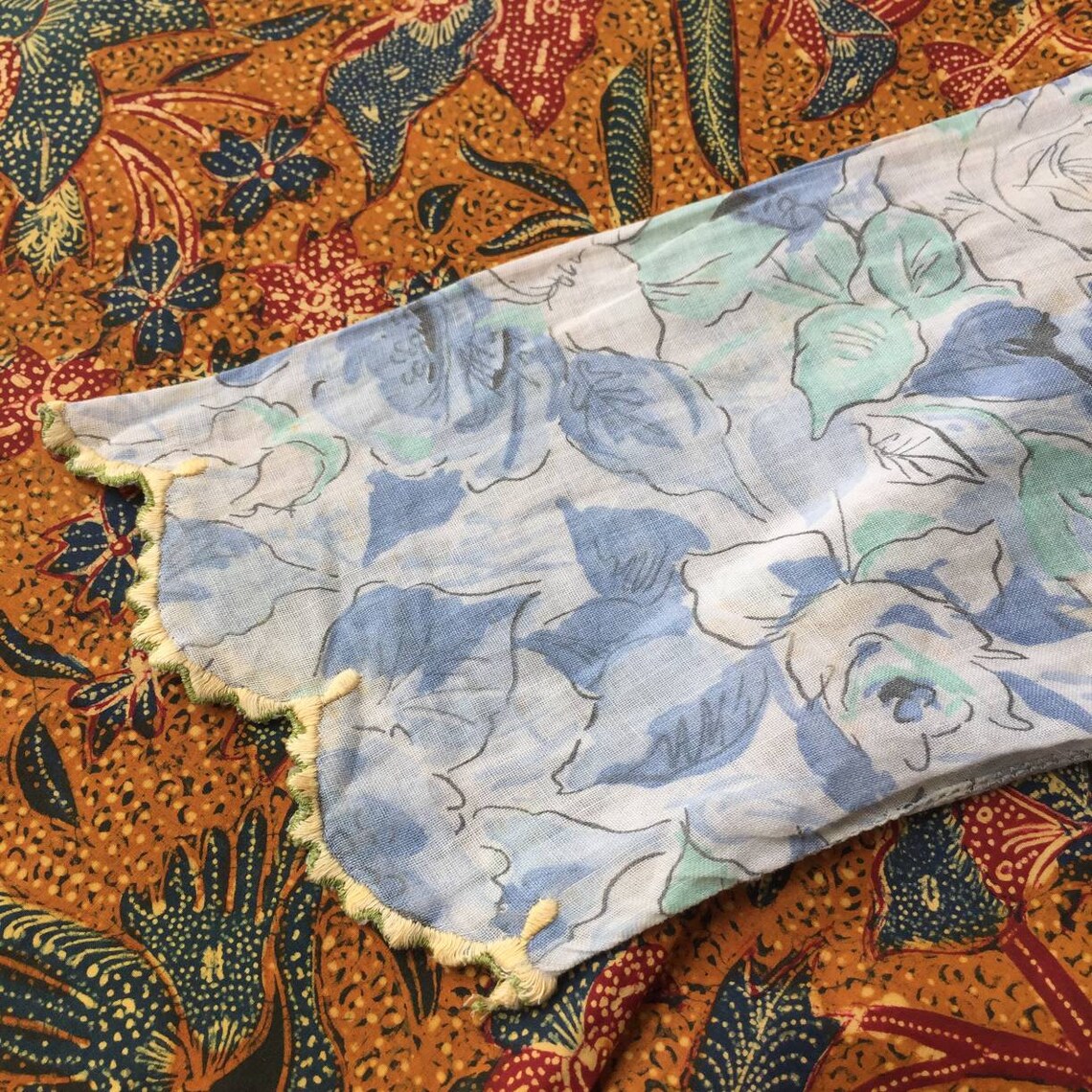 Vintage Light Blue Indonesian Kebaya With Roses Motif 10406069486 - Etsy